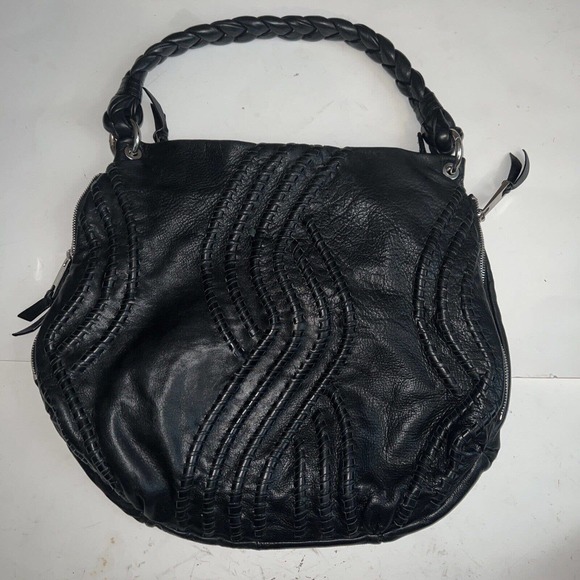 Kenar | Bags | Kenar Genuine Leather Black Whipstitched Wave Braided ...